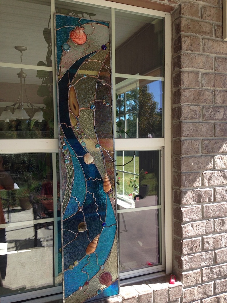 Stained Glass Abstract Transom Window Suncatcher Panel Etsy 1724