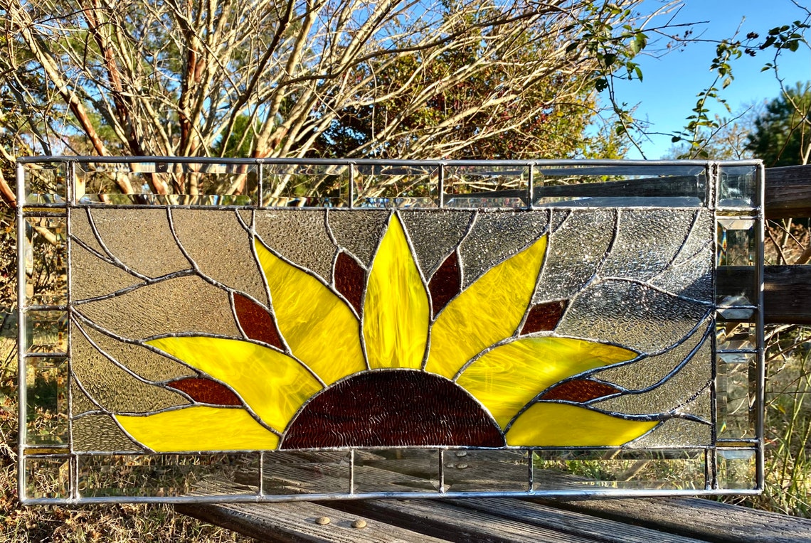 Sunflower Stained Glass Panel Summer Garden - Etsy