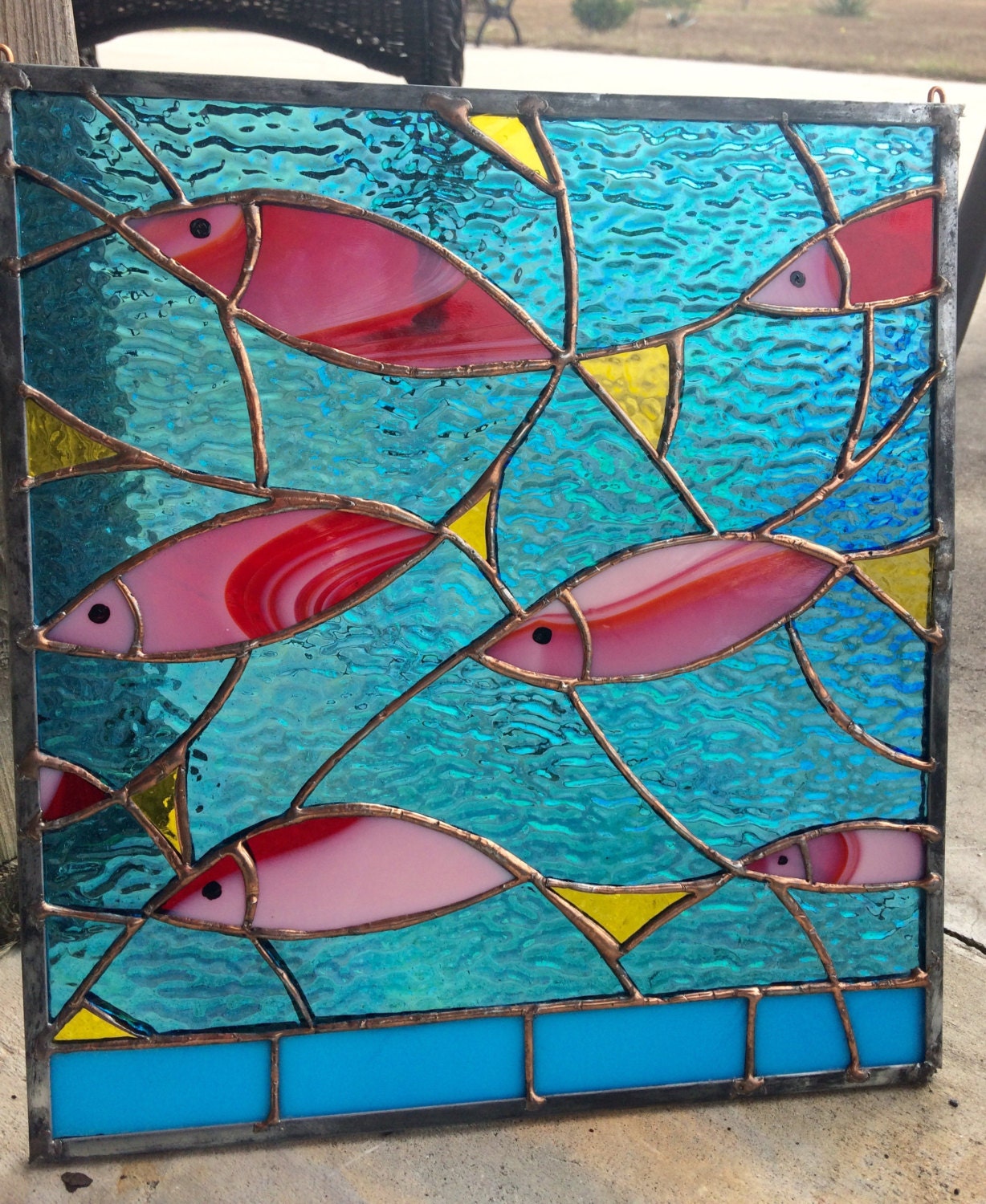 Stained Glass Tropical Fish Sea Suncatcher Nautical Panel 13x12 - Etsy