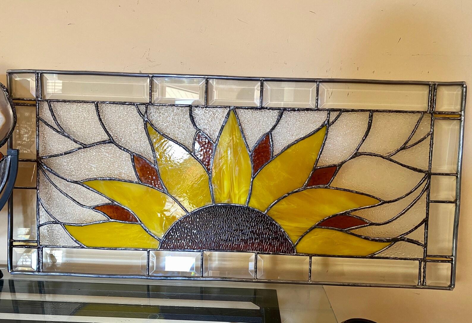 Sunflower Stained Glass Panel Summer Garden Etsy