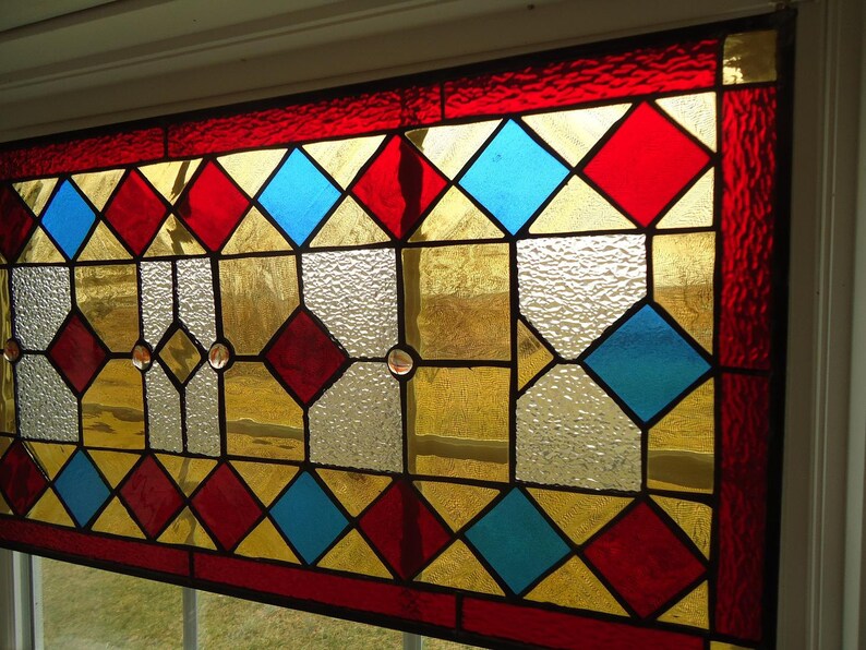 Stained Glass Transom Window Suncatcher Panel Valance 30 X 13.5 - Etsy