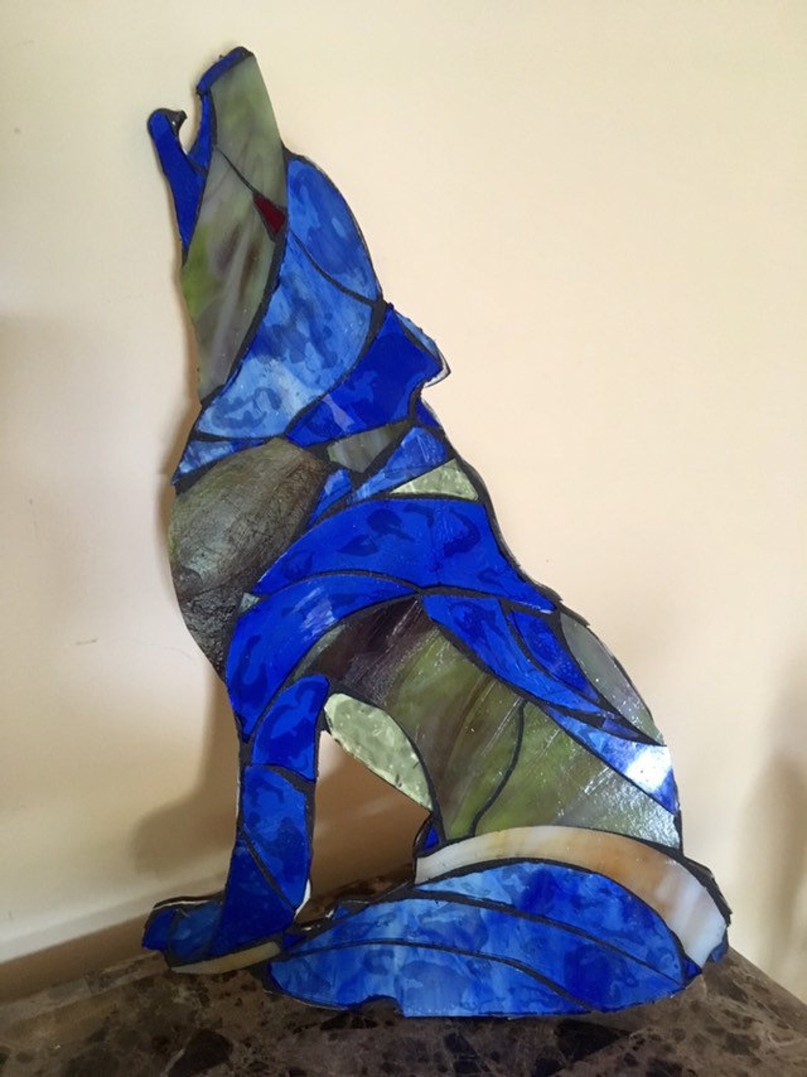 Stained Glass Mosaic Wolf Mosaic Sculpture Farm Rustic Country OOAK - Etsy