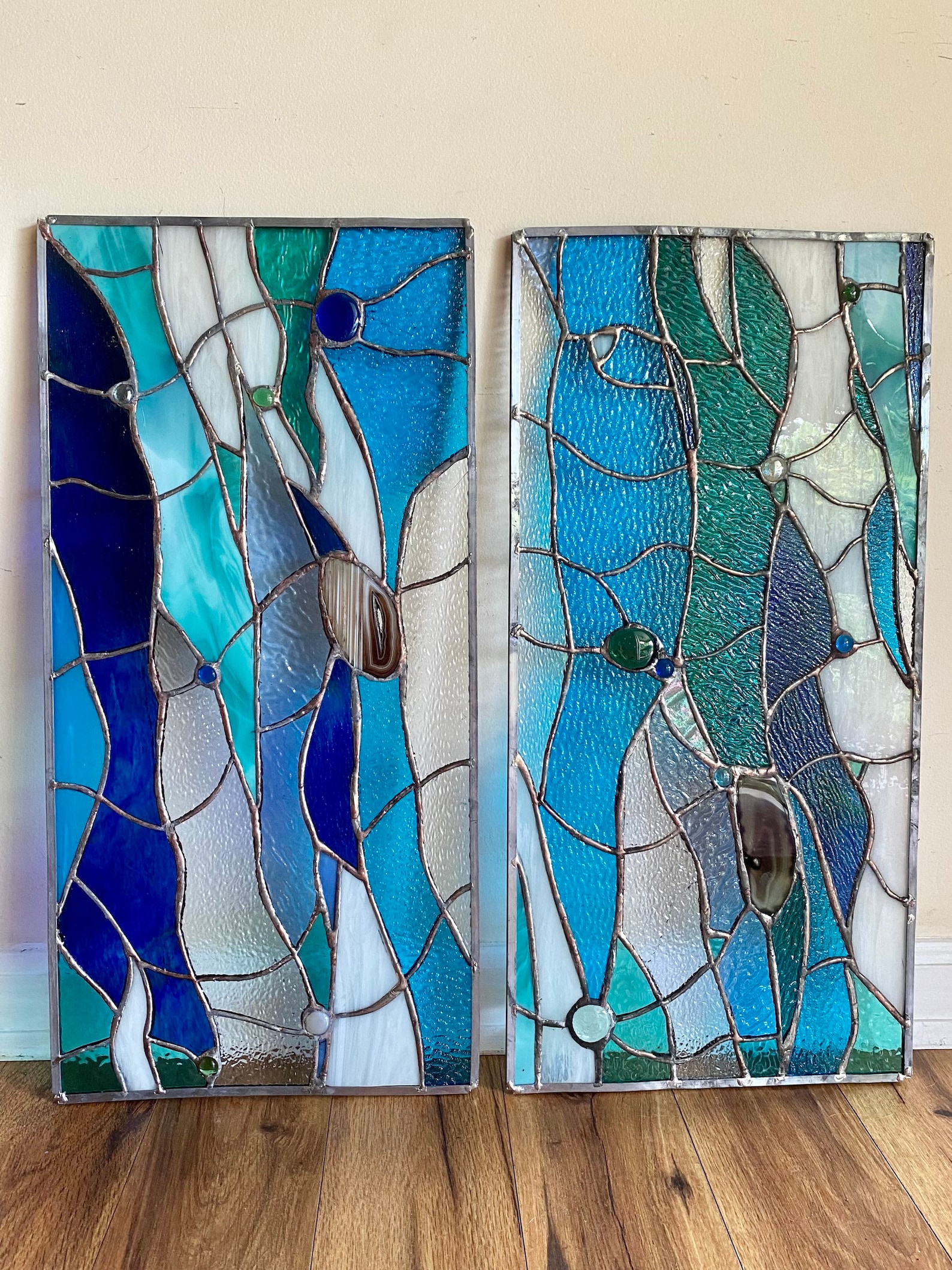 Stained Glass Panels Abstract Contemporary Cabinets Inserts - Etsy