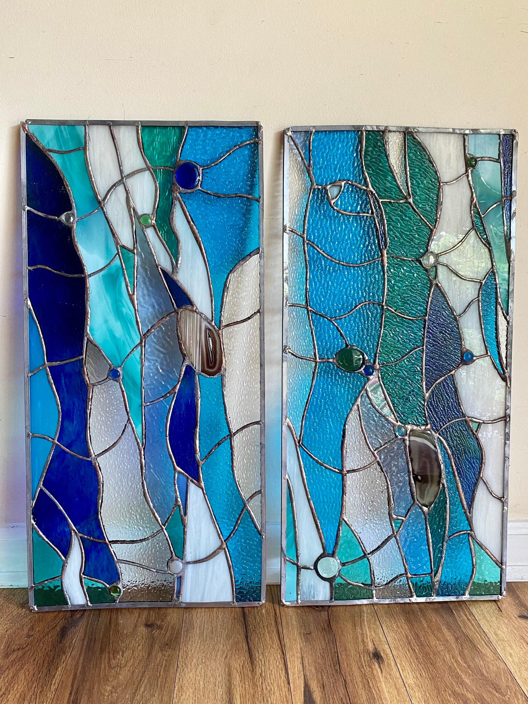 Stained Glass Panels Abstract Contemporary Cabinets Inserts - Etsy