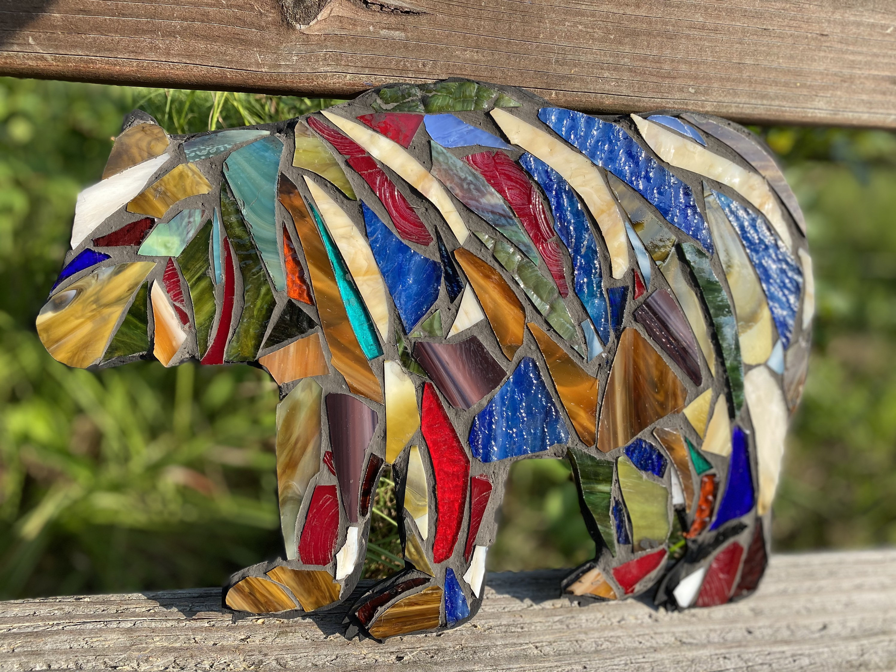 Bear Stained Glass Mosaic Polar Grisly Bear Sculpture Rustic Etsy