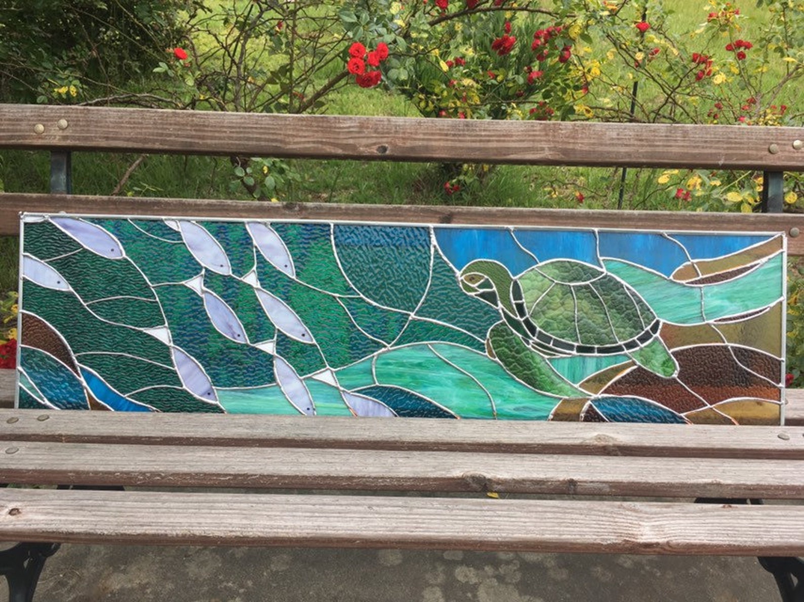 Stained Glass Transom Window Sea Turtle Ocean Fish Panel - Etsy