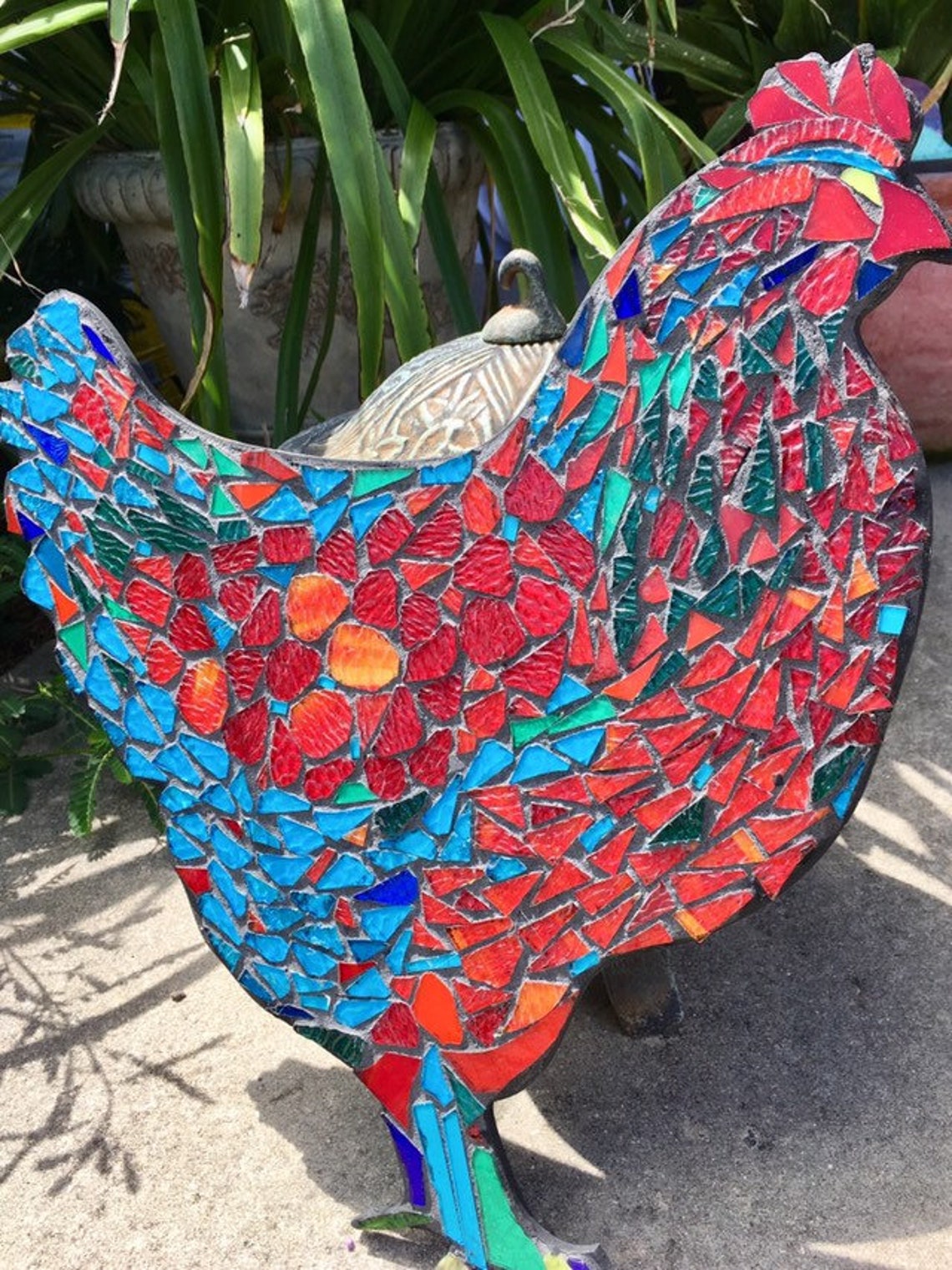 Rooster Chicken Stained Glass Mosaic Decor Wall Sculpture Rustic ...