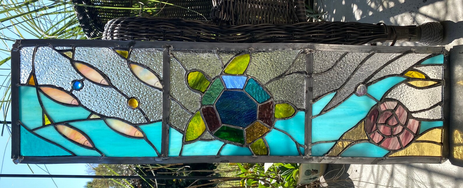 Sea Turtles Fish Seashells Stained Glass Window Transom Panel - Etsy