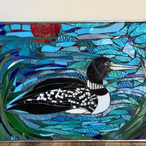 Loon Bird Stained Glass Mosaic Wall Panel Ocean Beach Decor - Etsy