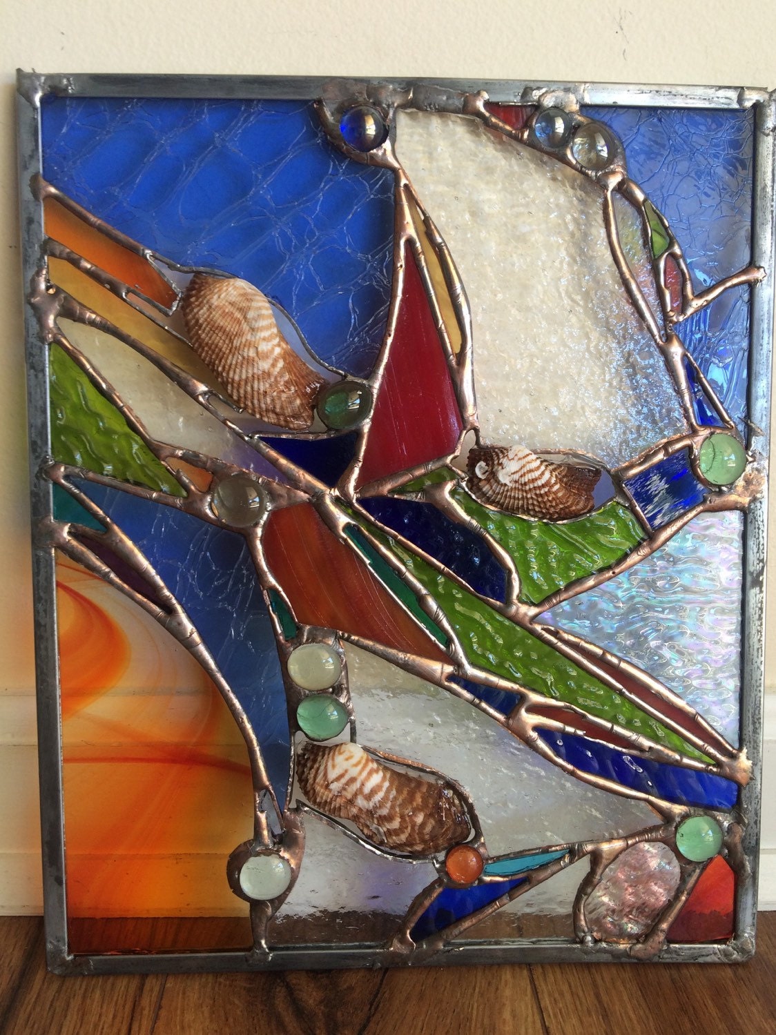 Stained Glass Window Tropical Starfish Sea Shell Sailboat Suncatcher ...