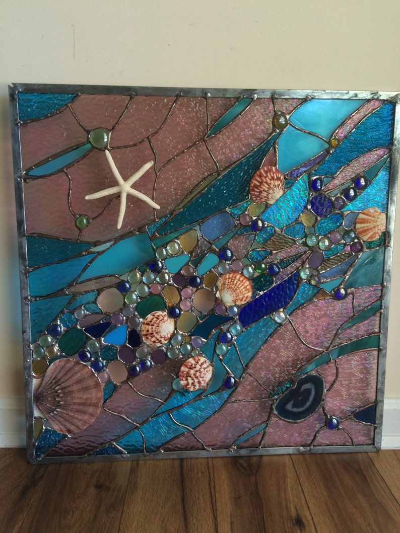 Stained Glass Window Tropical Starfish Sea Shell Sailboat Suncatcher ...