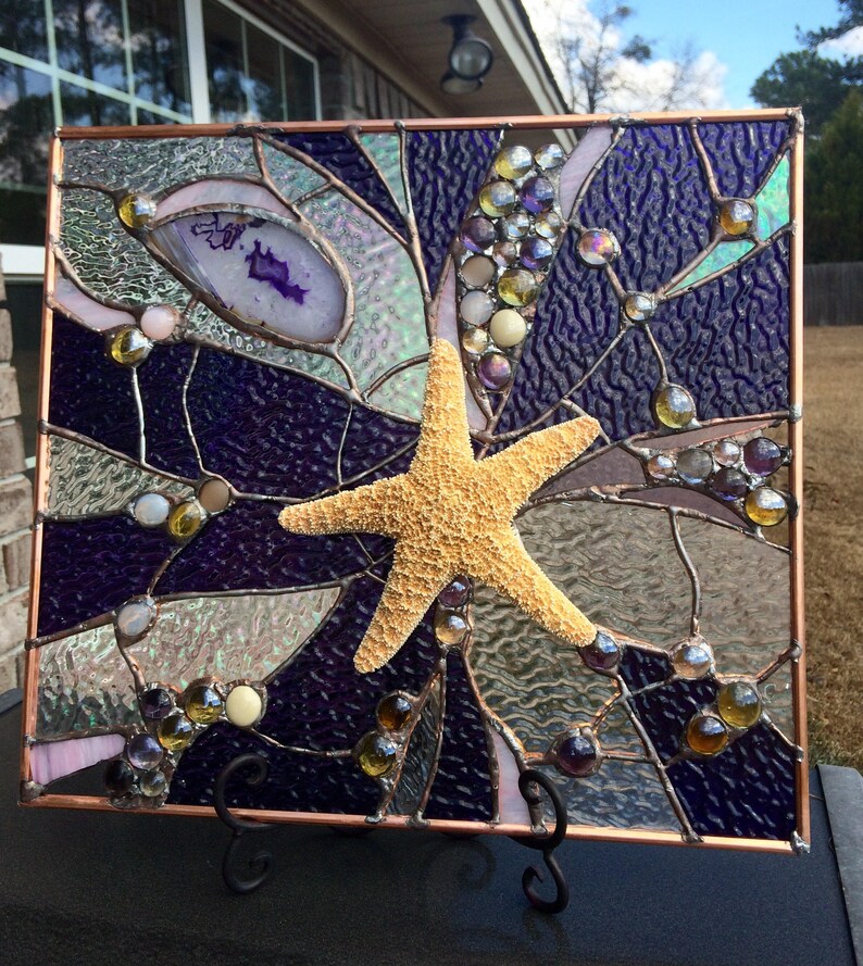 Starfish Stained Glass Window Tropical Sea Shell Sailboat Suncatcher ...