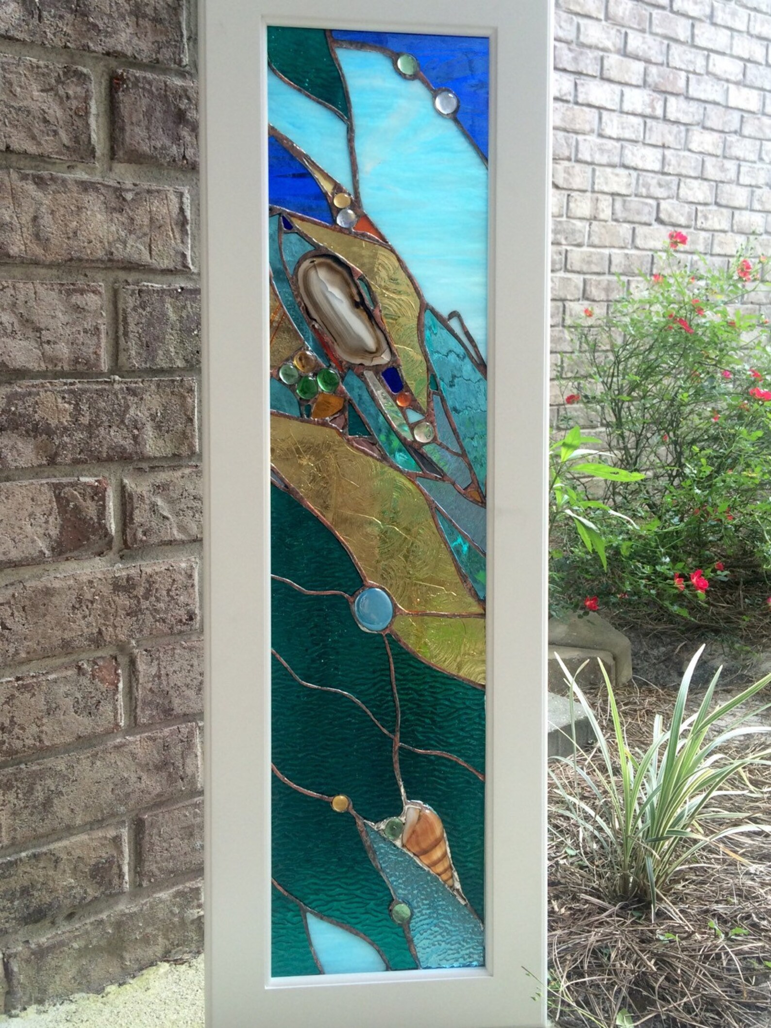 Stained Glass Panels Kitchen Cabinets Inserts With Sea Shells - Etsy