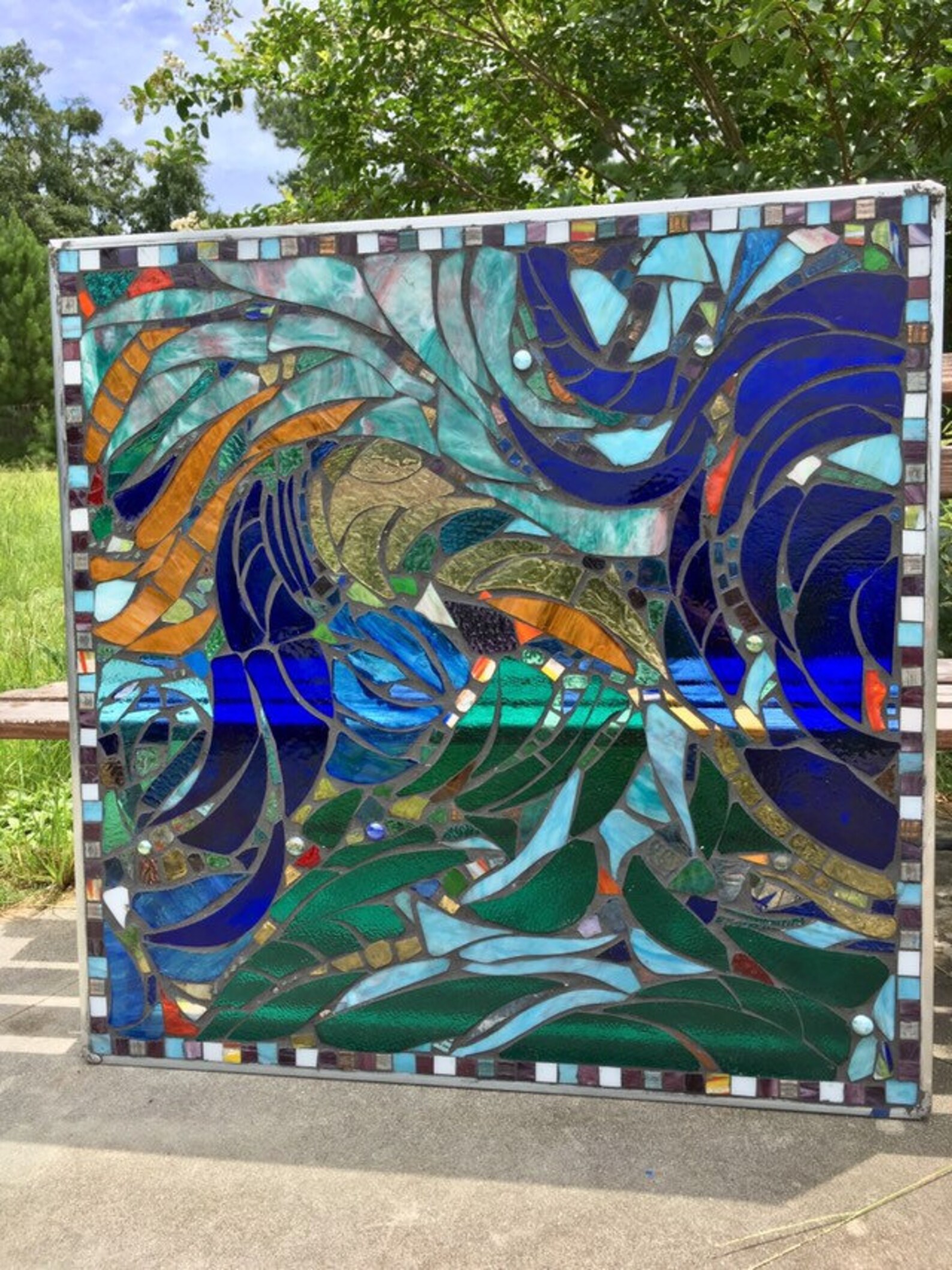 Stained Glass Mosaic Abstract Panel 32""x32" - Etsy