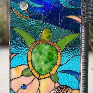 Stained Glass Sea Turtle Transom Window Suncather Oceac Panel - Etsy