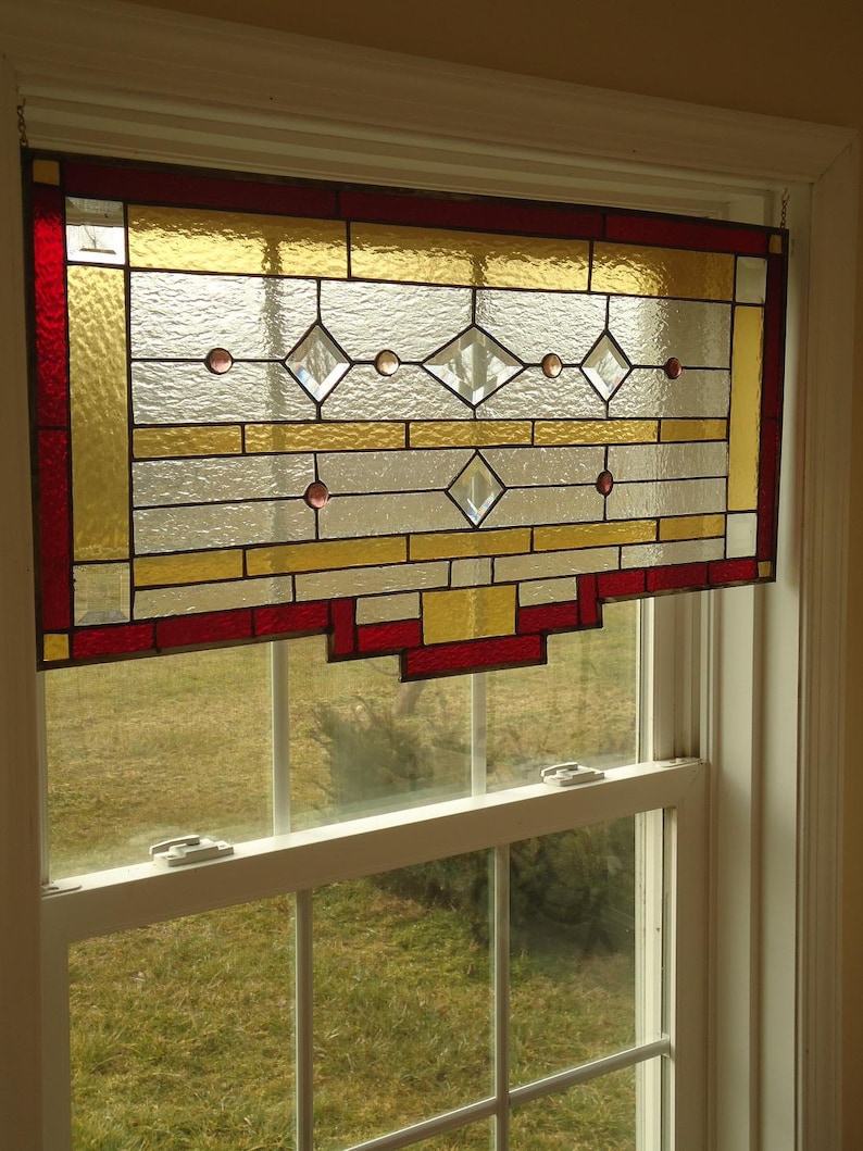 Tiffany Styled Stained Glass Window Panel Curtain Valance 27x17 - Etsy