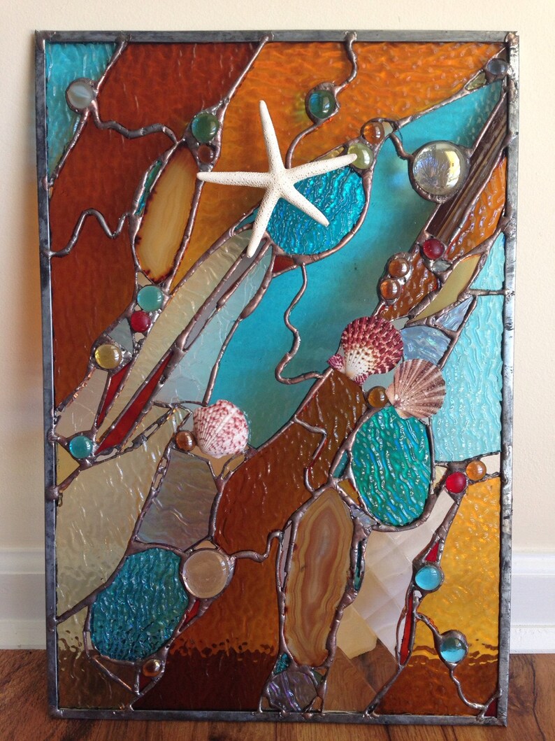 Stained Glass Tropical Fish Sea Shell Nuggets Suncatcher - Etsy