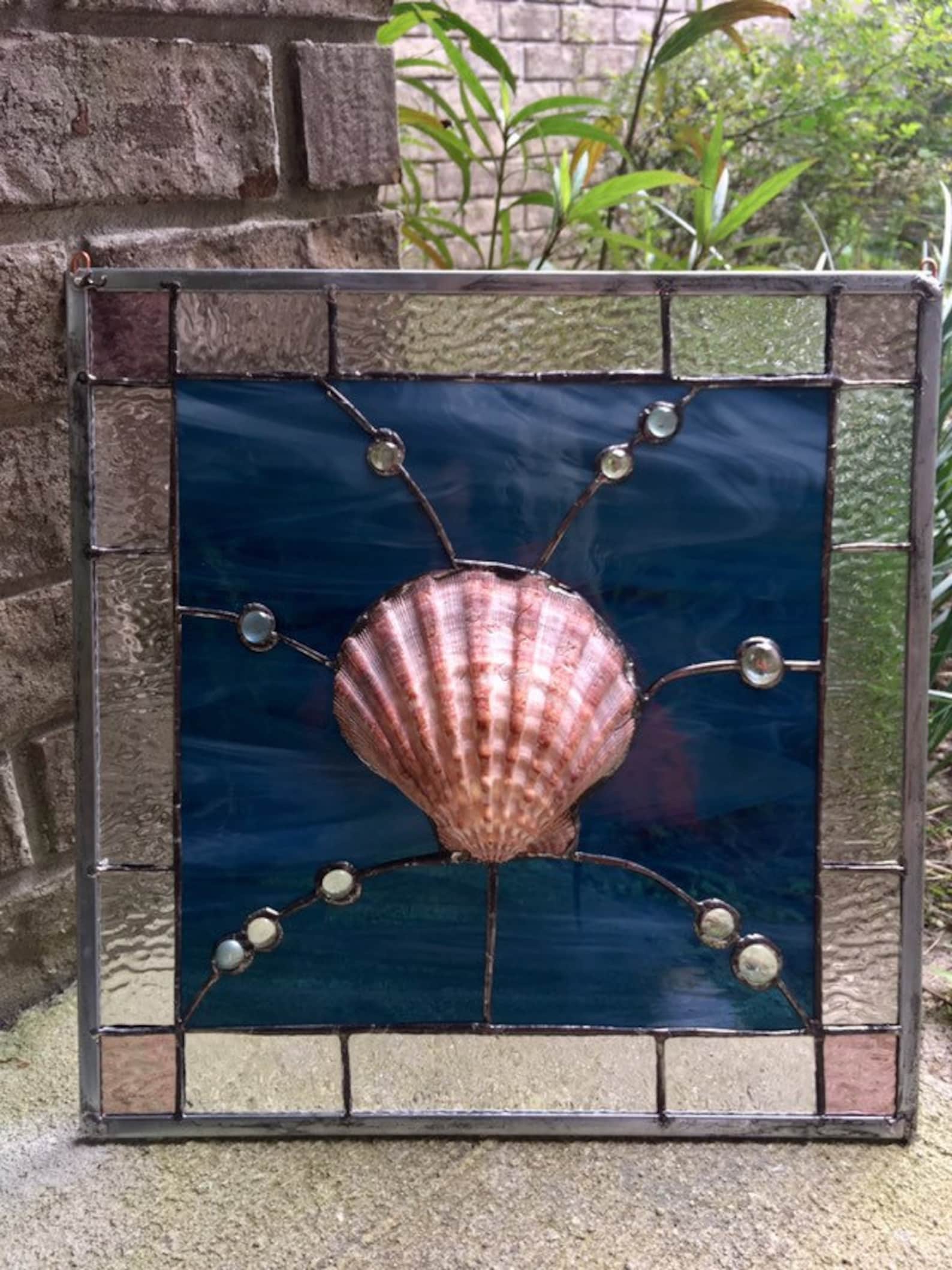 Tiffany Styled Stained Glass Sea Shell Panell Suncatcher 16x16 - Etsy