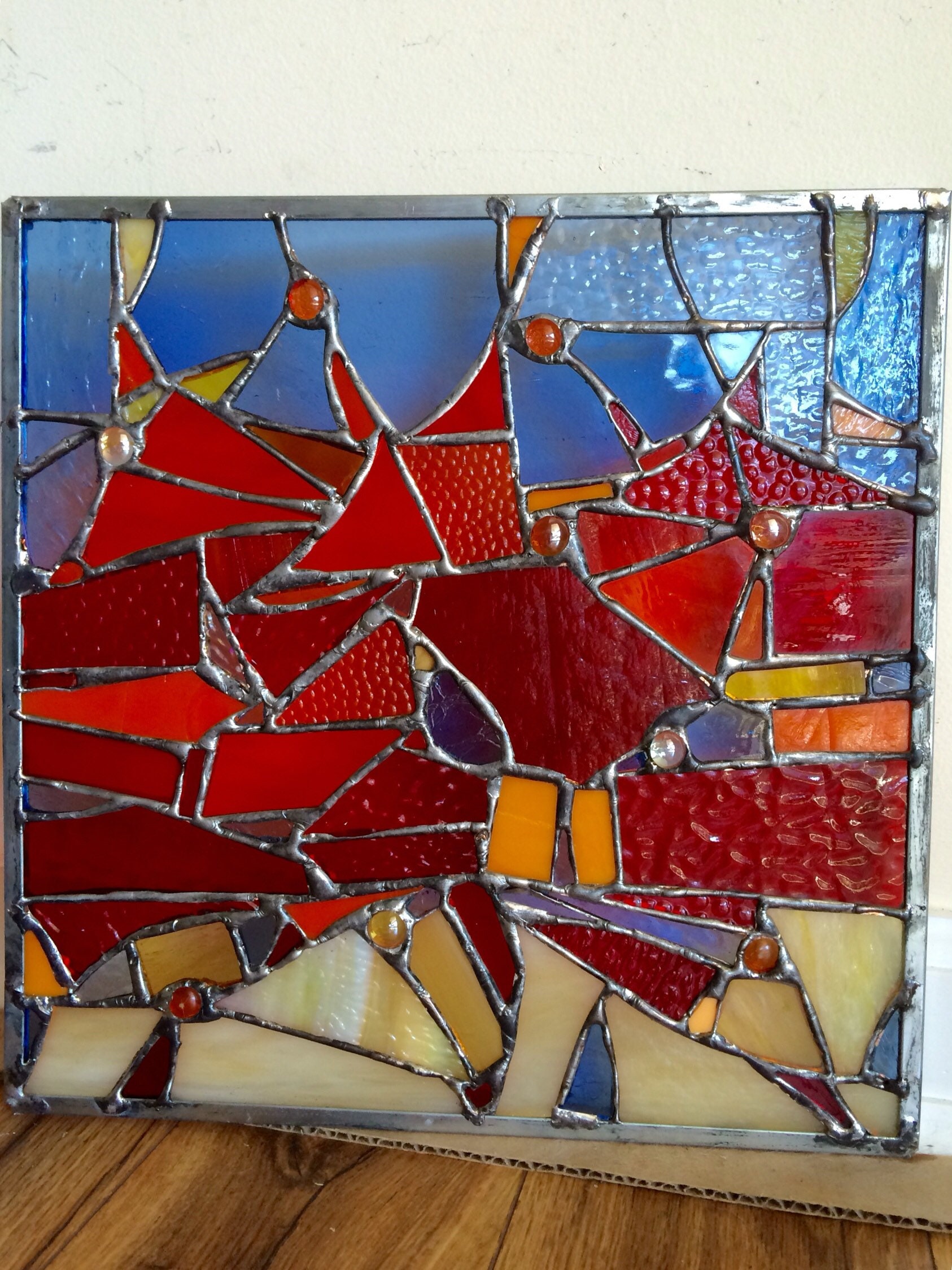 Stained Glass Abstract Transom Window Panel Modern Contemporary ...