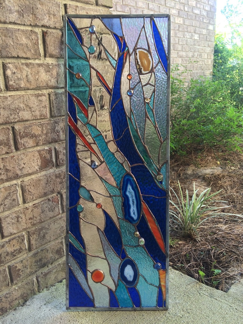 Stained Glass Abstract Transom Window Suncatcher Panel Valance - Etsy