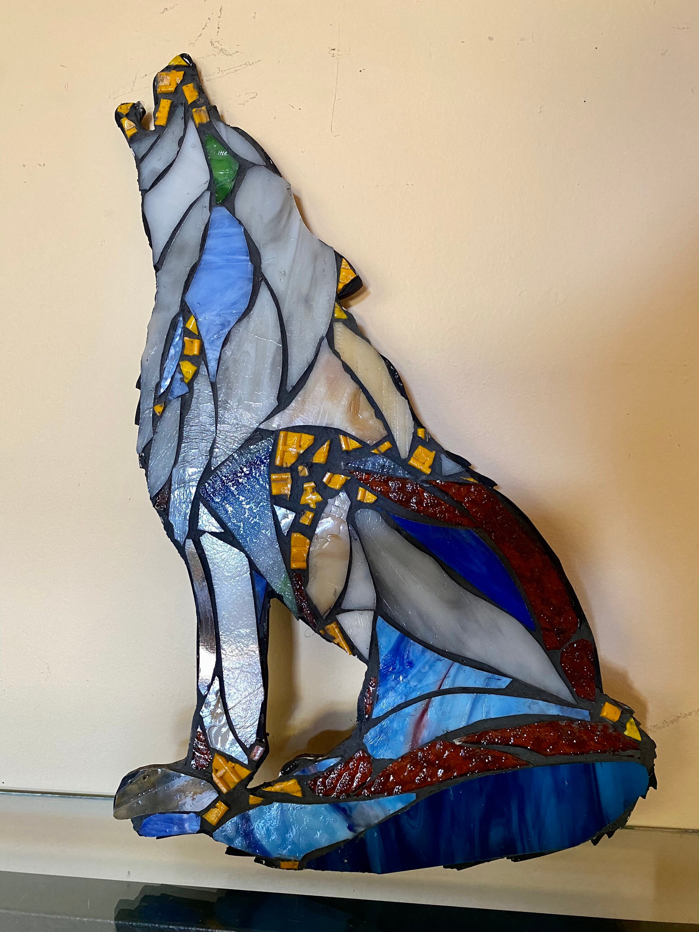 Wolf Stained Glass Mosaic Wall Sculpture Farm Rustic Country | Etsy