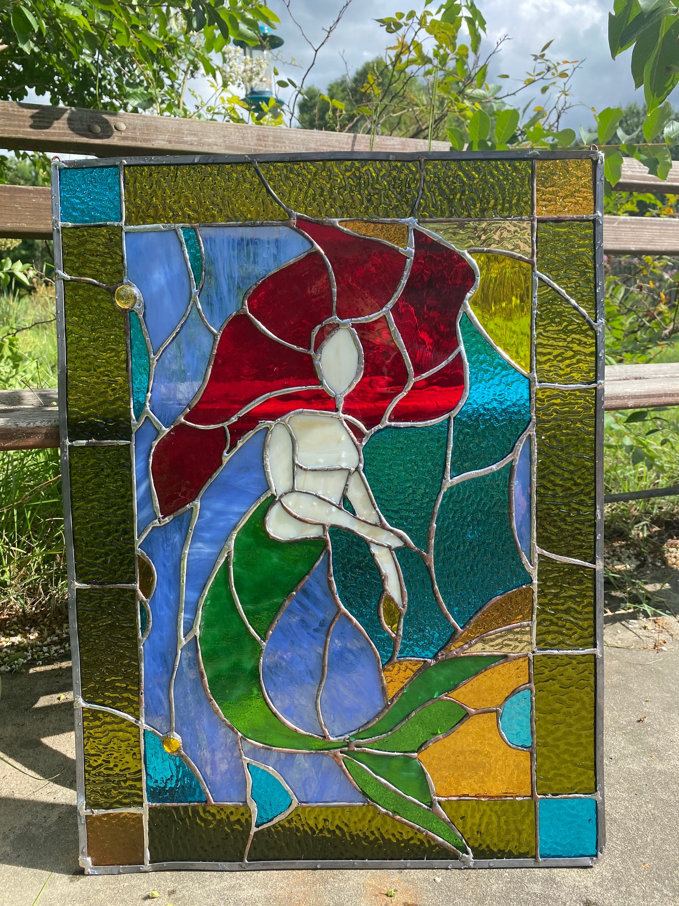 Mermaid Stained Glass Window Ocean Nautical Transom Panel - Etsy Singapore