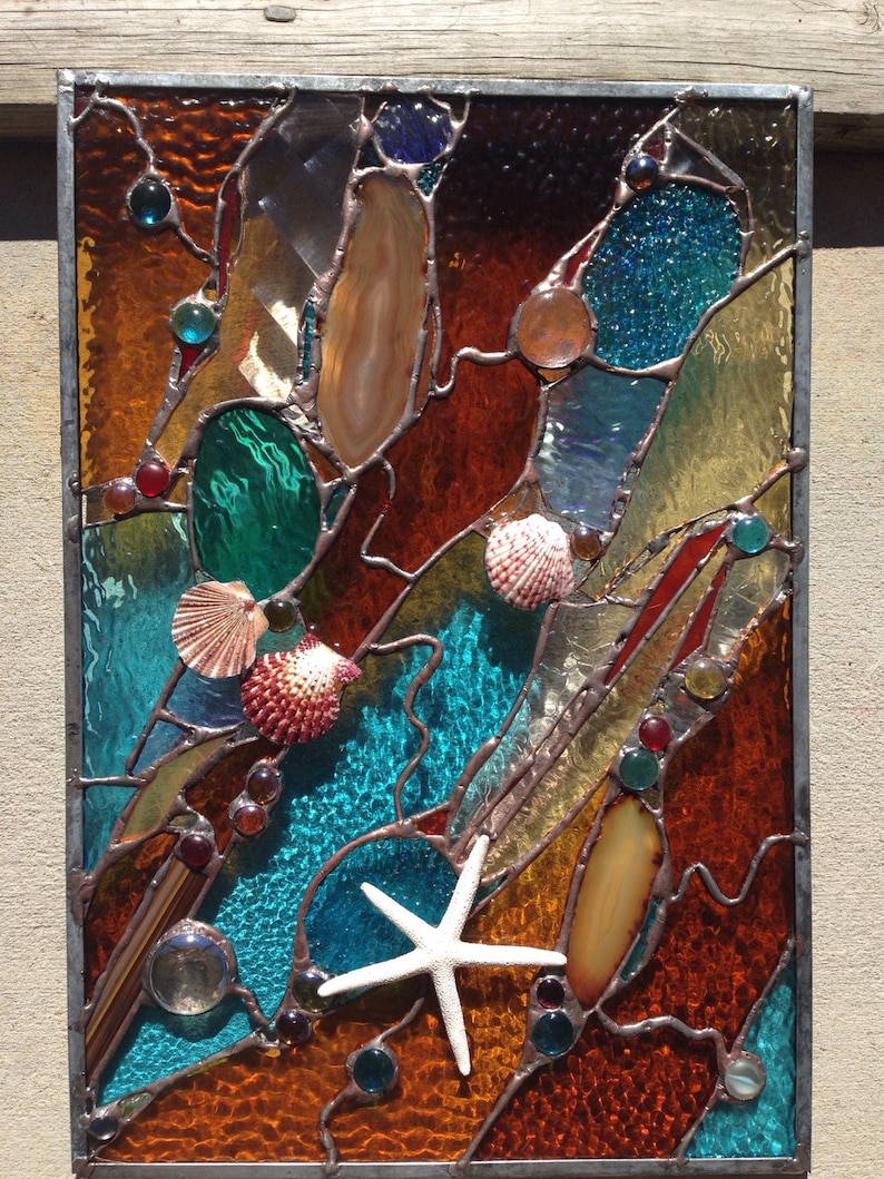Stained Glass Tropical Fish Sea Shell Nuggets Suncatcher - Etsy