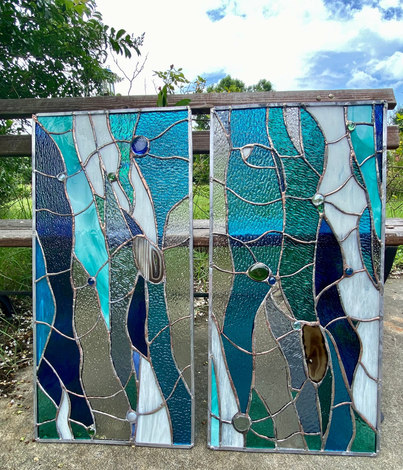 Stained Glass Panels Abstract Contemporary Cabinets Inserts - Etsy