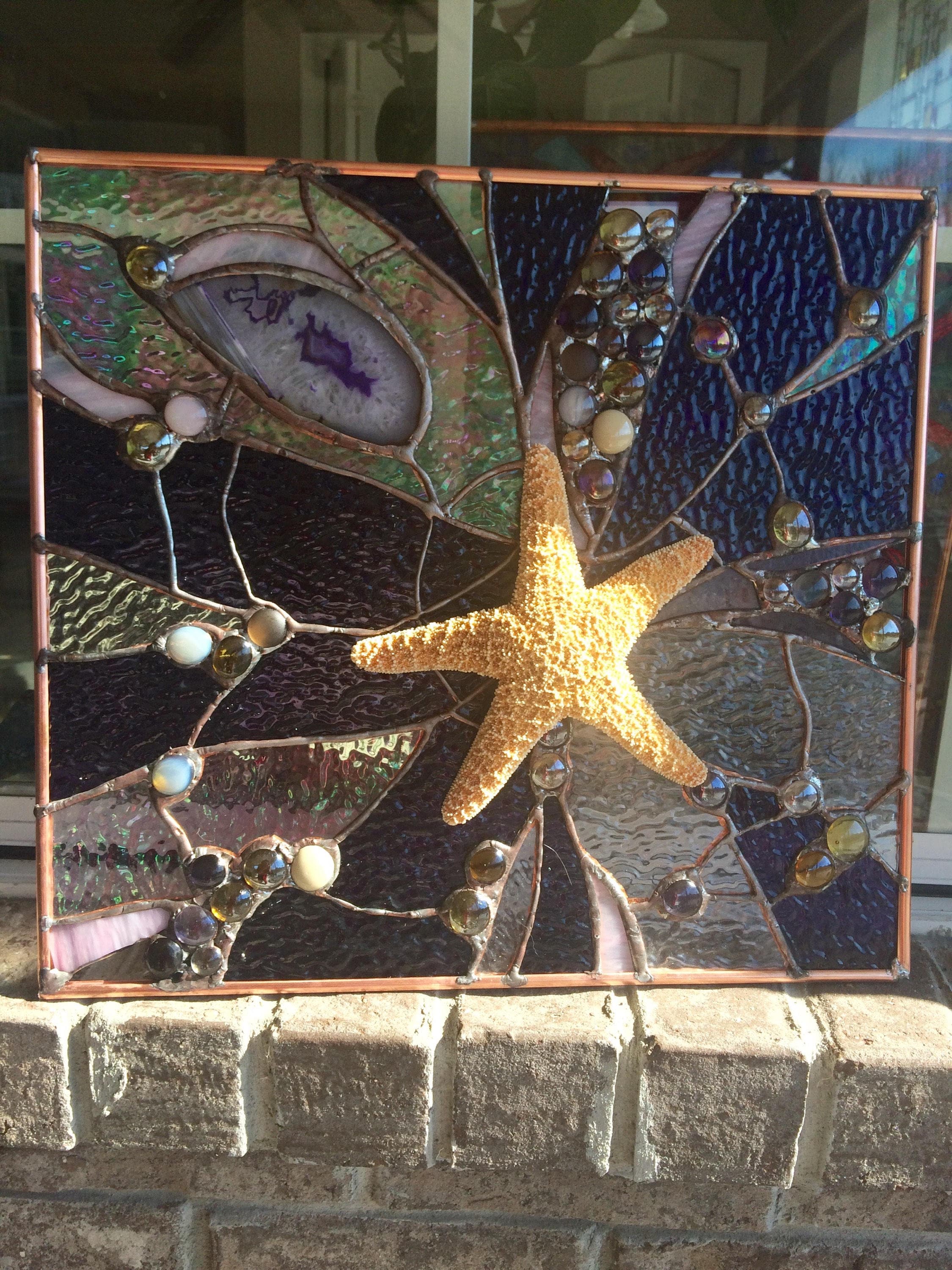 Starfish Stained Glass Window Tropical Sea Shell Sailboat Suncatcher ...