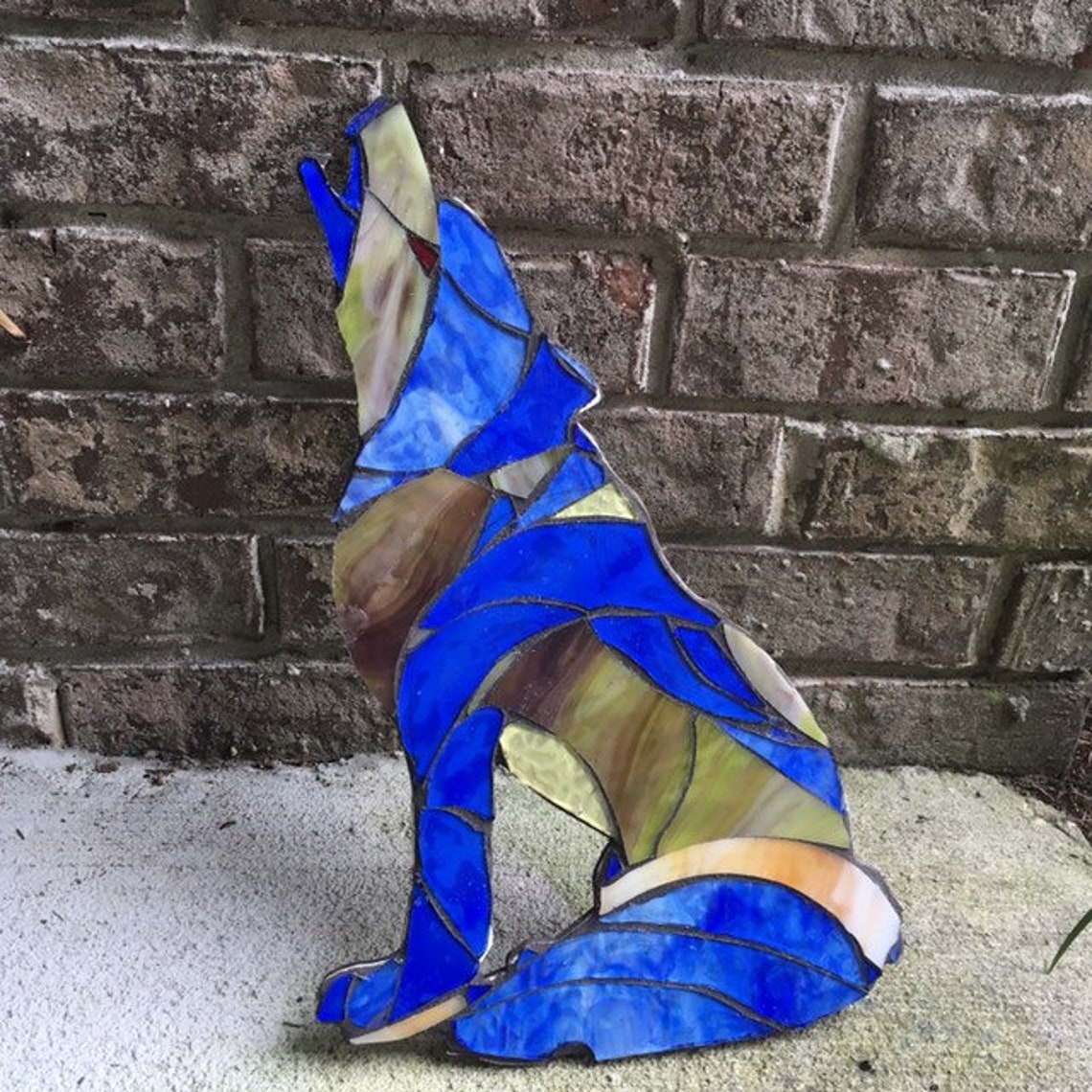 Stained Glass Mosaic Wolf Mosaic Sculpture Farm Rustic Country OOAK - Etsy