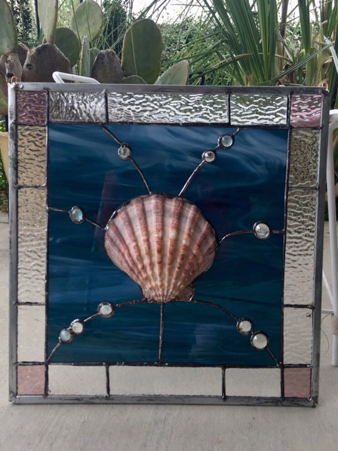 Tiffany Styled Stained Glass Sea Shell Panell Suncatcher 16x16 - Etsy