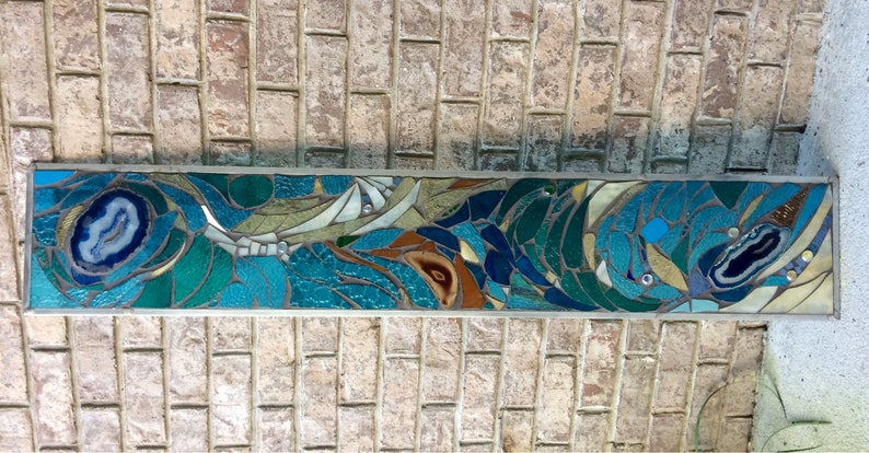 Stained Glass Mosaic Panel Transom Window W Brazilian Agates - Etsy