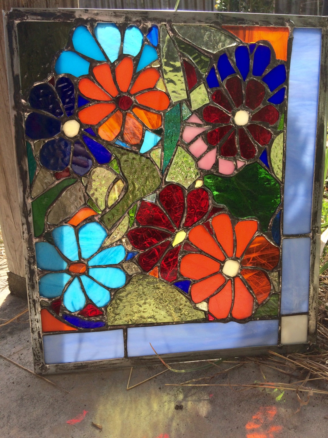 Stained Glass Sunflower Window Transom Panel Easter Suncatcher Etsy