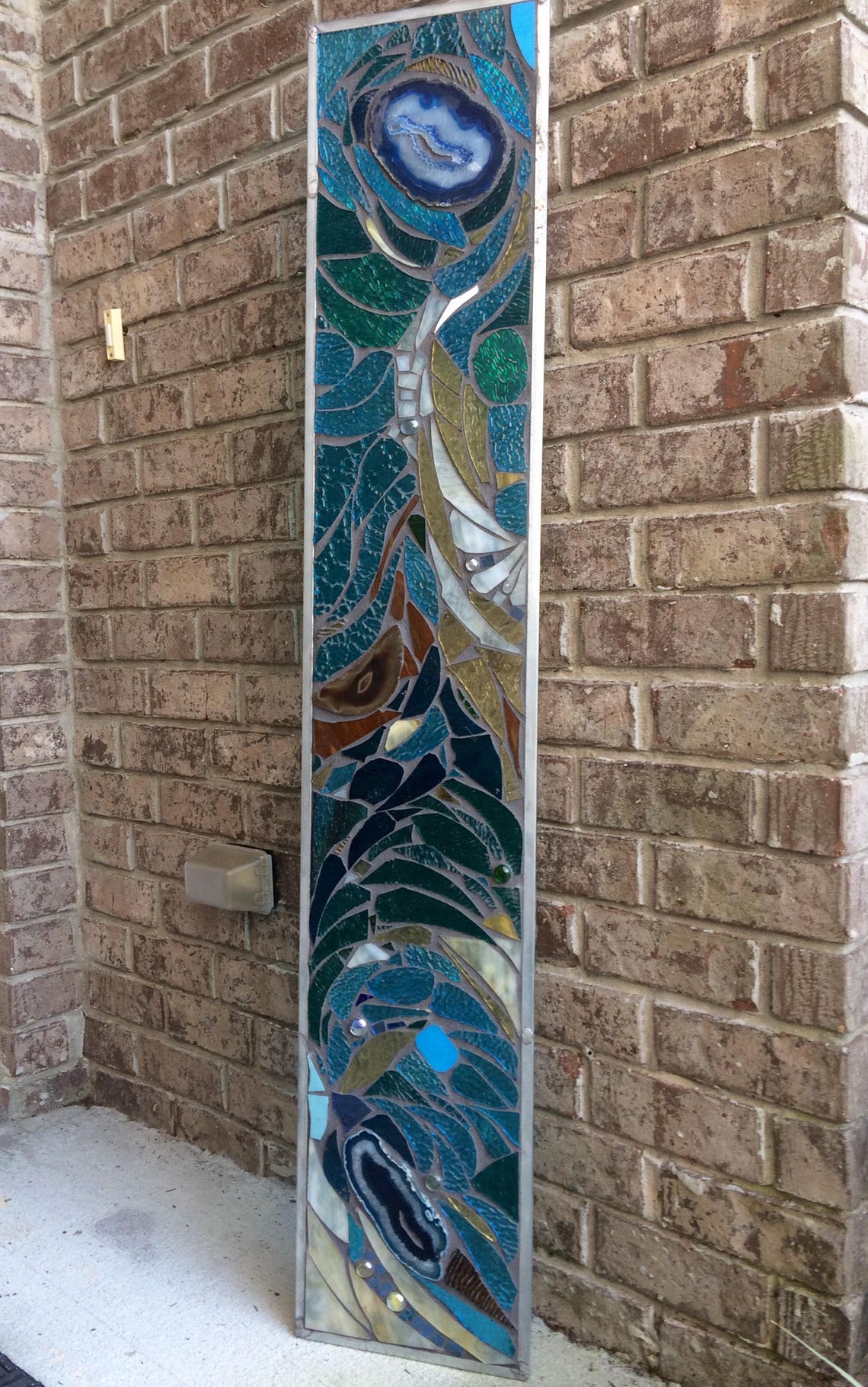 Stained Glass Mosaic Panel Transom Window W Brazilian Agates - Etsy