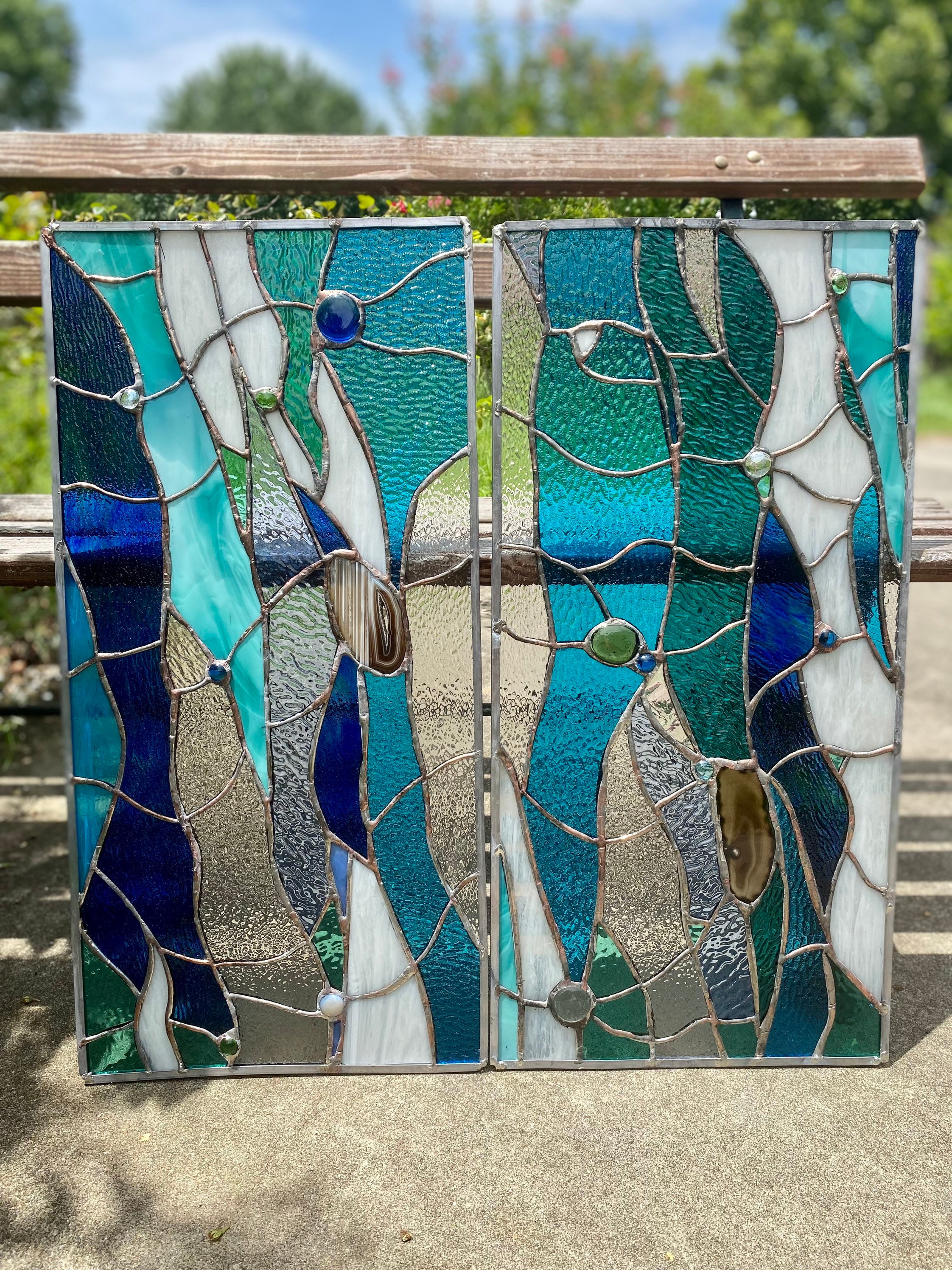 Stained Glass Panels Abstract Contemporary Cabinets Inserts - Etsy