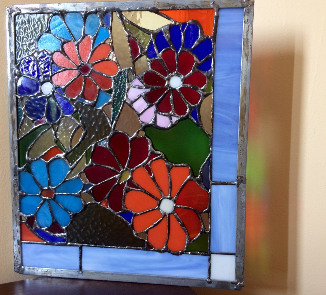 Stained Glass Sunflower Window Transom Panel Easter Suncatcher Etsy