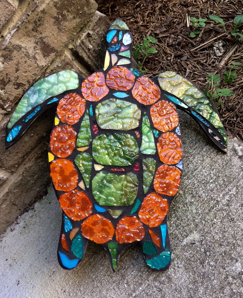 Sea Turtle Stained Glass Mosaic Ocean Beach Decor Sculpture - Etsy