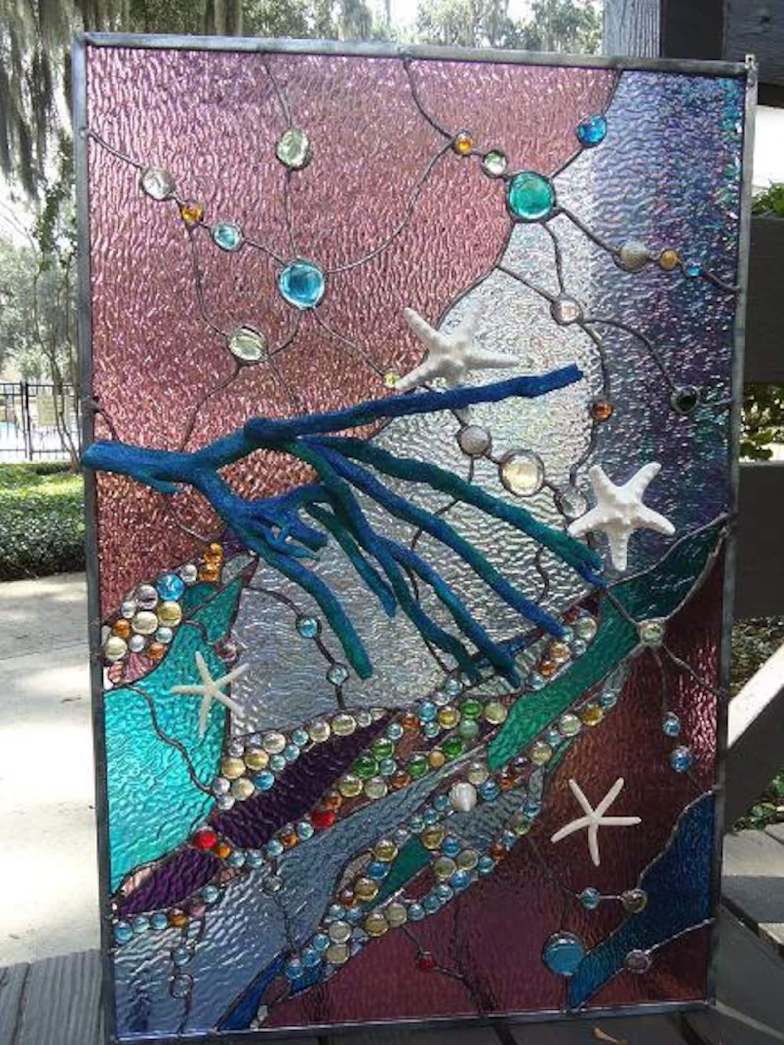 Stained Glass Window Tropical Starfish Sea Shell Sailboat - Etsy