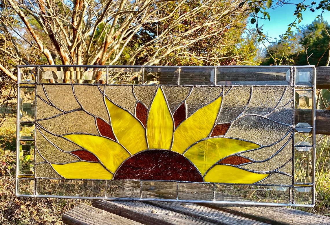 Sunflower Stained Glass Panel Summer Garden - Etsy