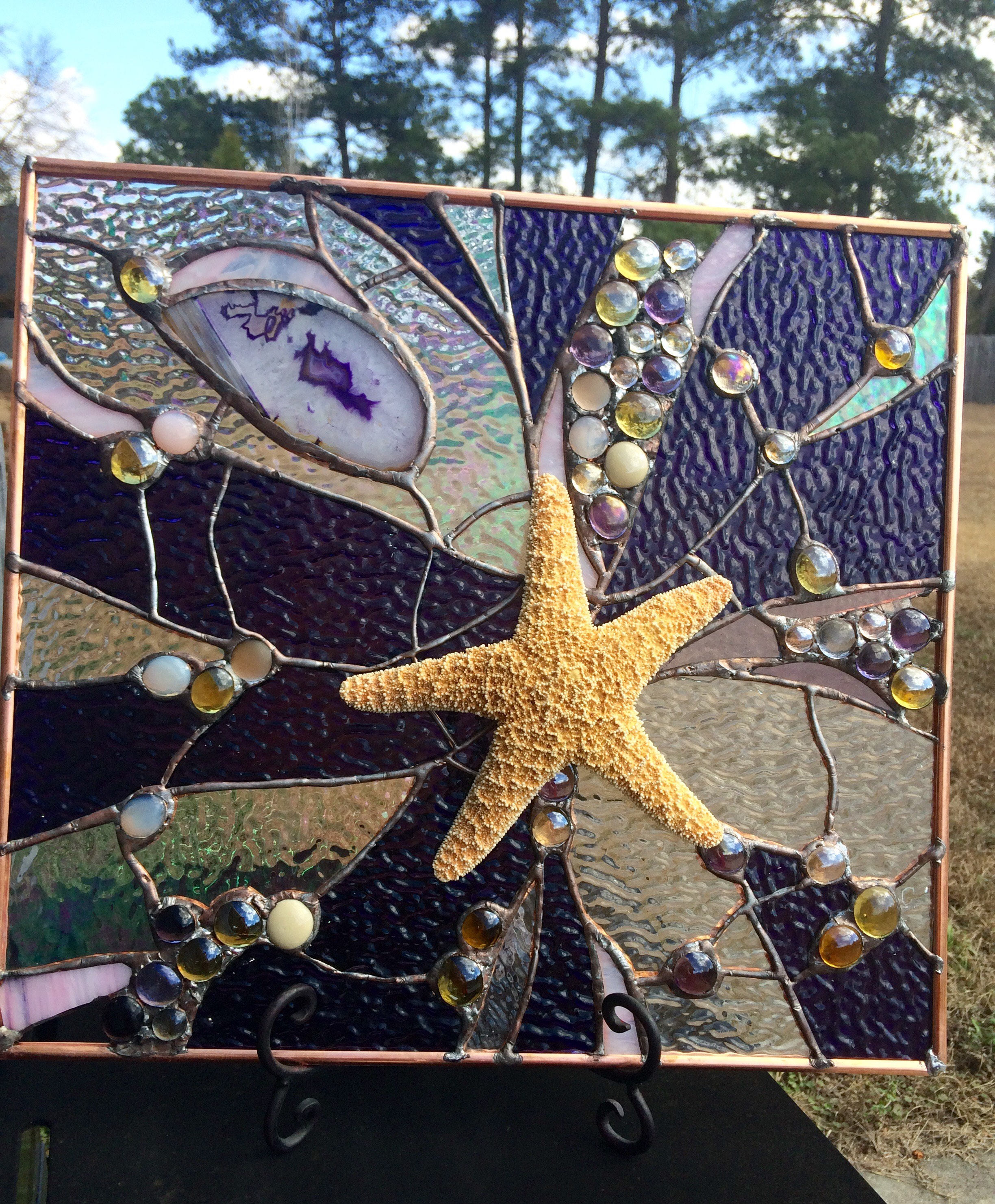 Starfish Stained Glass Window Tropical Sea Shell Sailboat Suncatcher ...