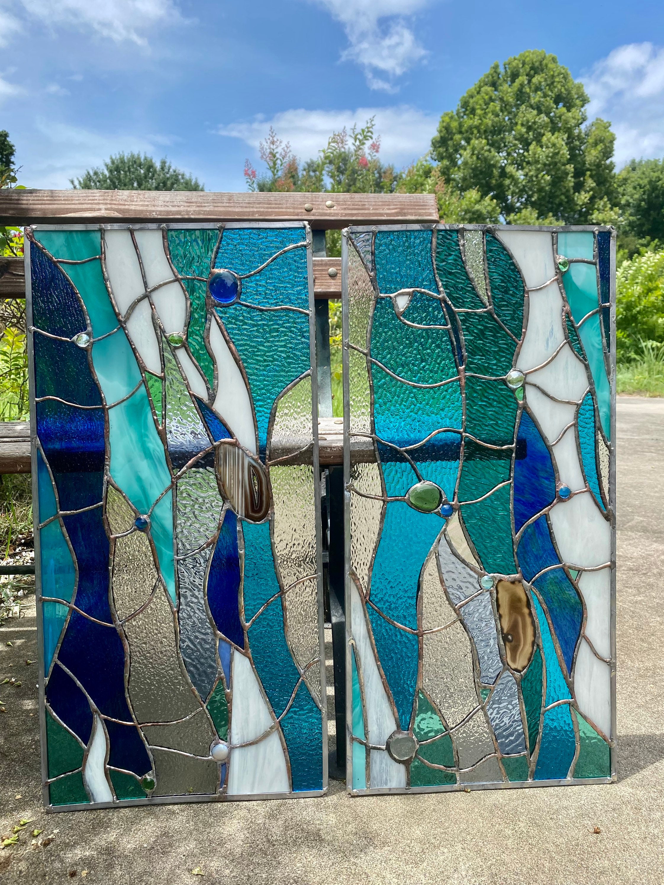 Stained Glass Panels Abstract Contemporary Cabinets Inserts - Etsy