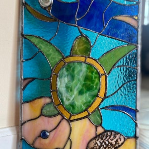 Stained Glass Sea Turtle Transom Window Suncather Oceac Panel - Etsy