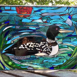 Loon Bird Stained Glass Mosaic Wall Panel Ocean Beach Decor - Etsy
