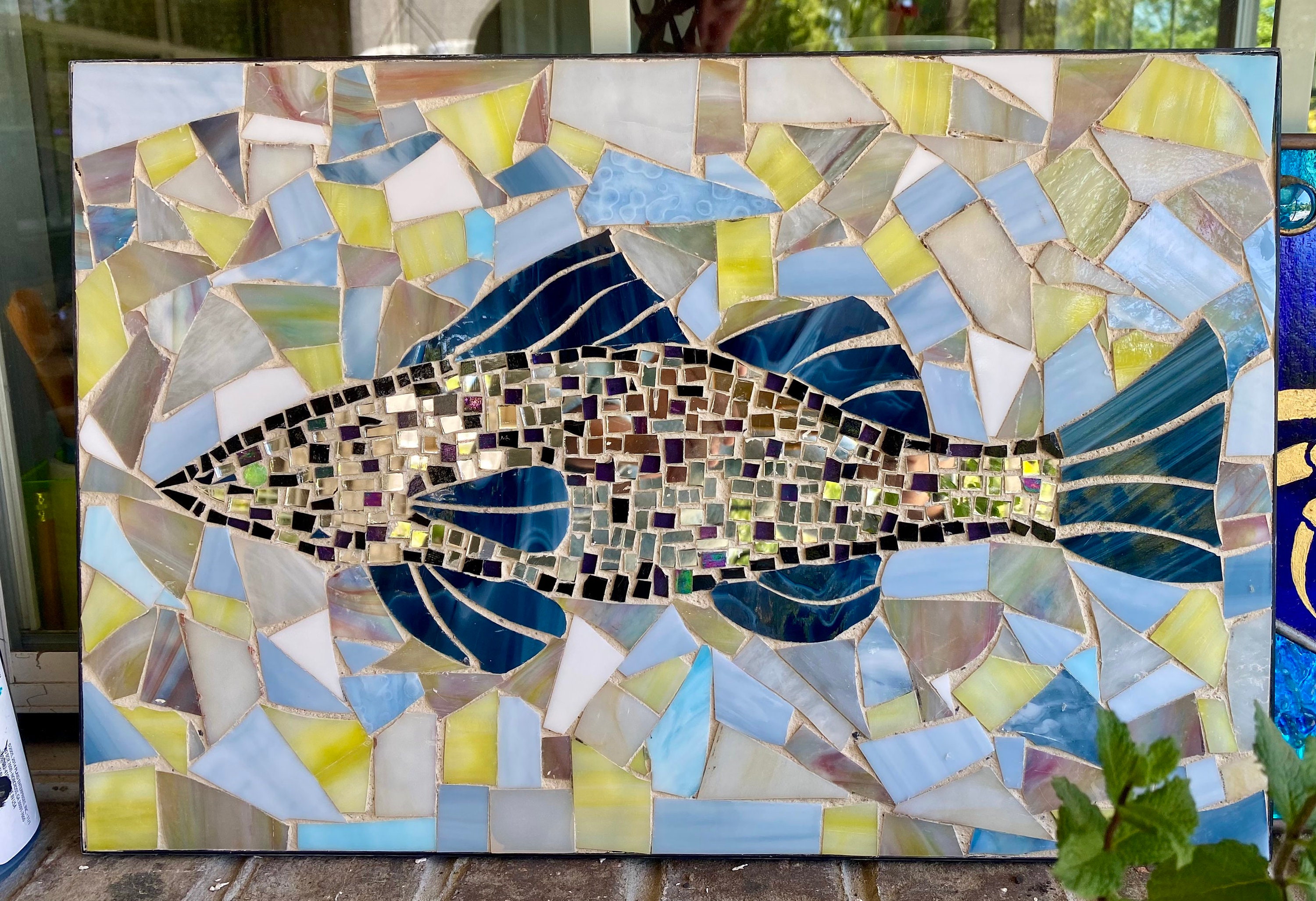 Stained Glass Mosaic Mirror Fish Tropical Nautical Wall Art Beach Decor ...