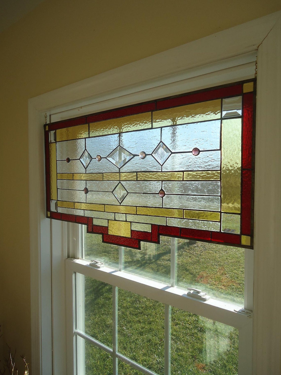 Tiffany Styled Stained Glass Window Panel Curtain Valance 27x17 - Etsy