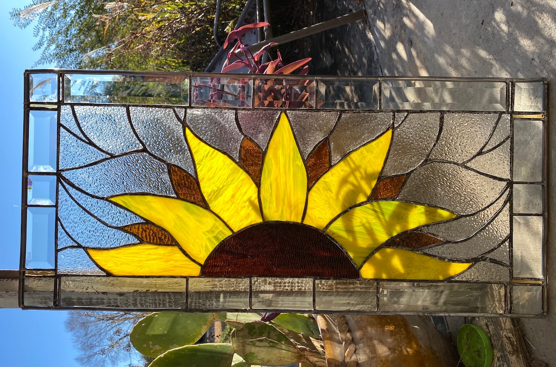 Sunflower Stained Glass Panel Summer Garden - Etsy