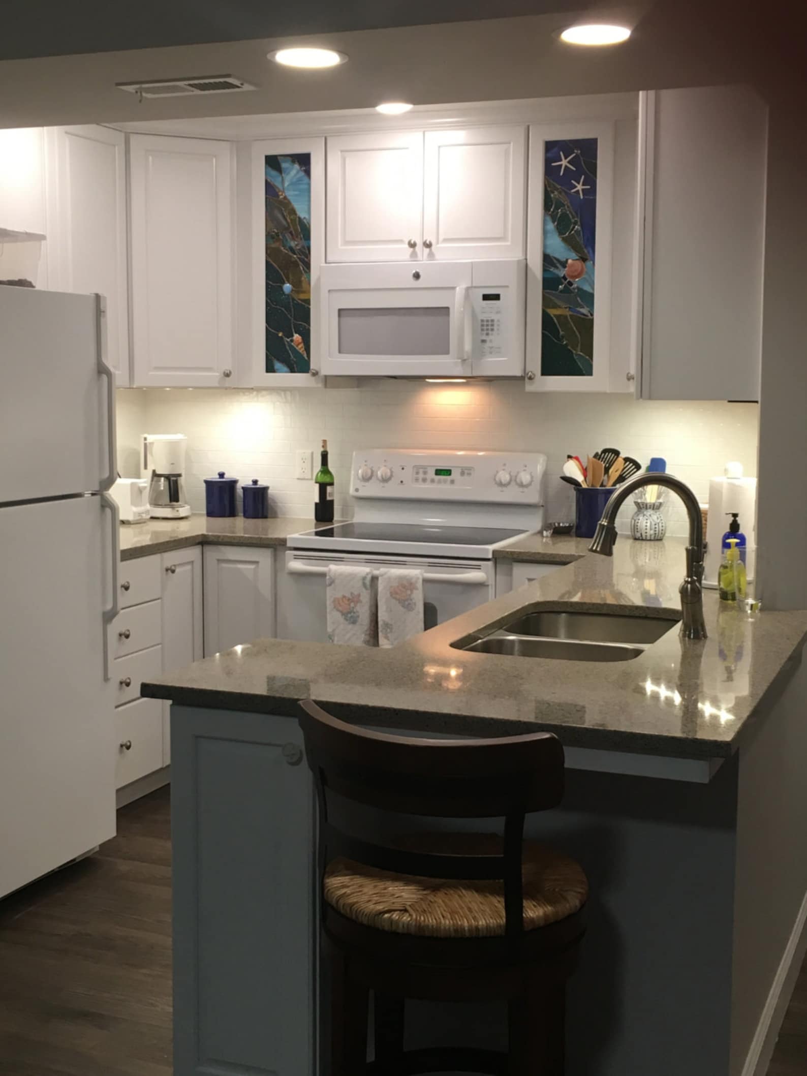 Stained Glass Panels Kitchen Cabinets Inserts With Sea Shells - Etsy