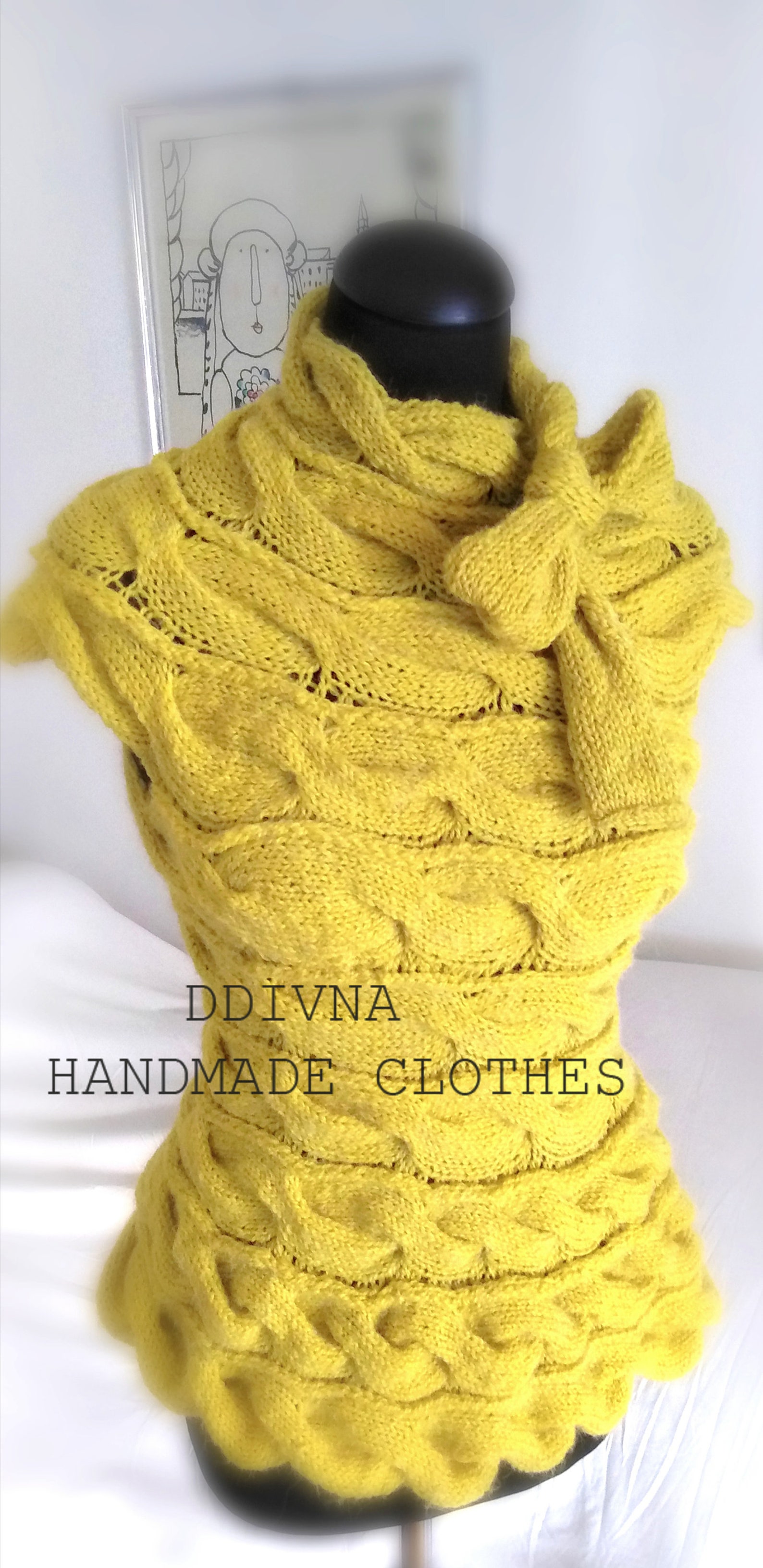 Yellow Women's Sweater, Peplum Style ,spiral Knit Braid ,size Medium ...
