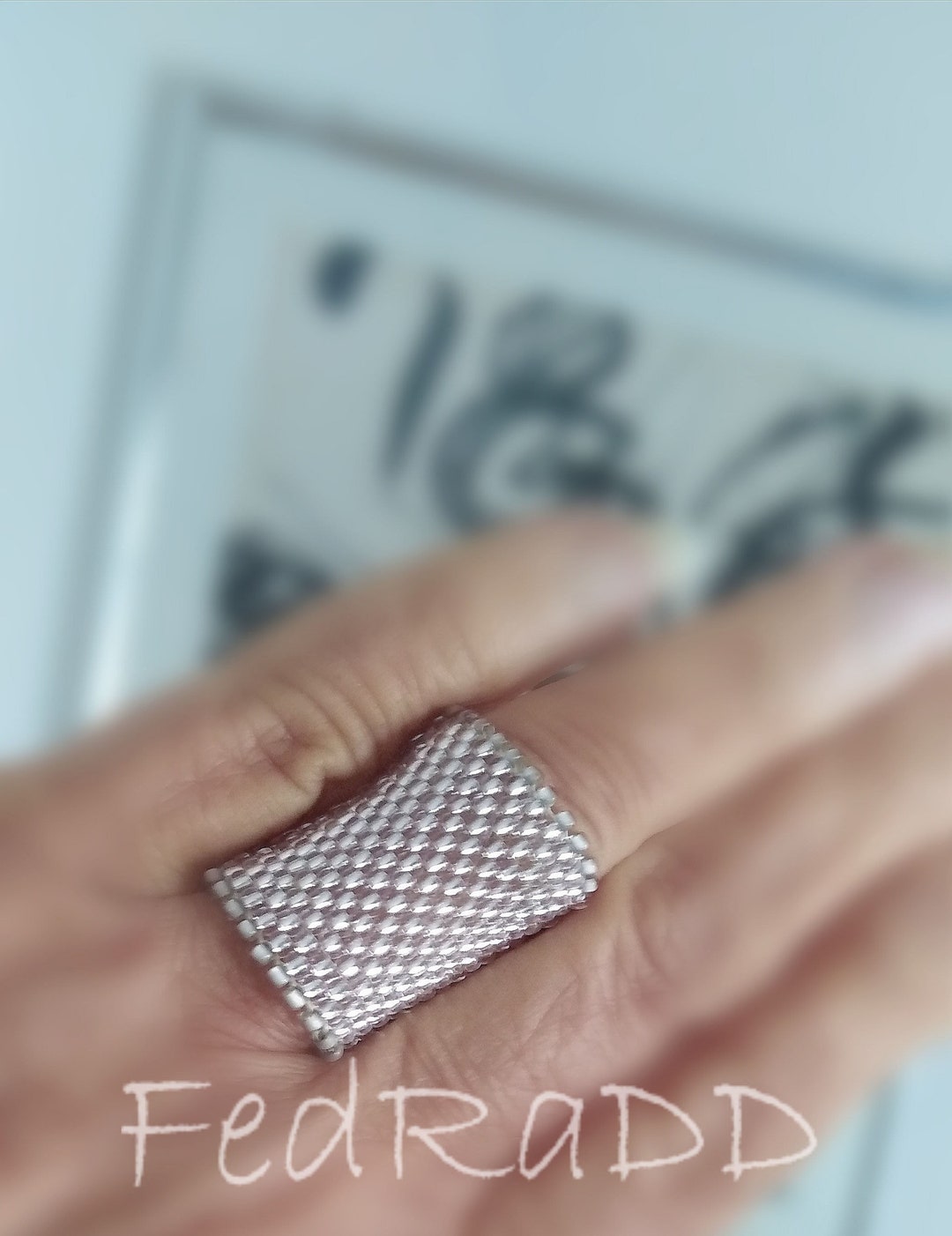 Handmade Beaded Ring: Japanese TOHO Beads, Matte Silver Edge - Etsy ...