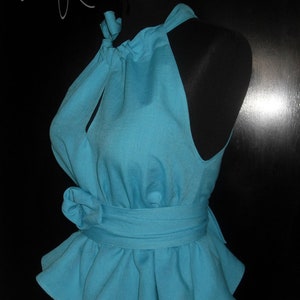 Pure Linen Tunic,turquoise Blouse ,linen Bell Blouse Top,turquoise ...